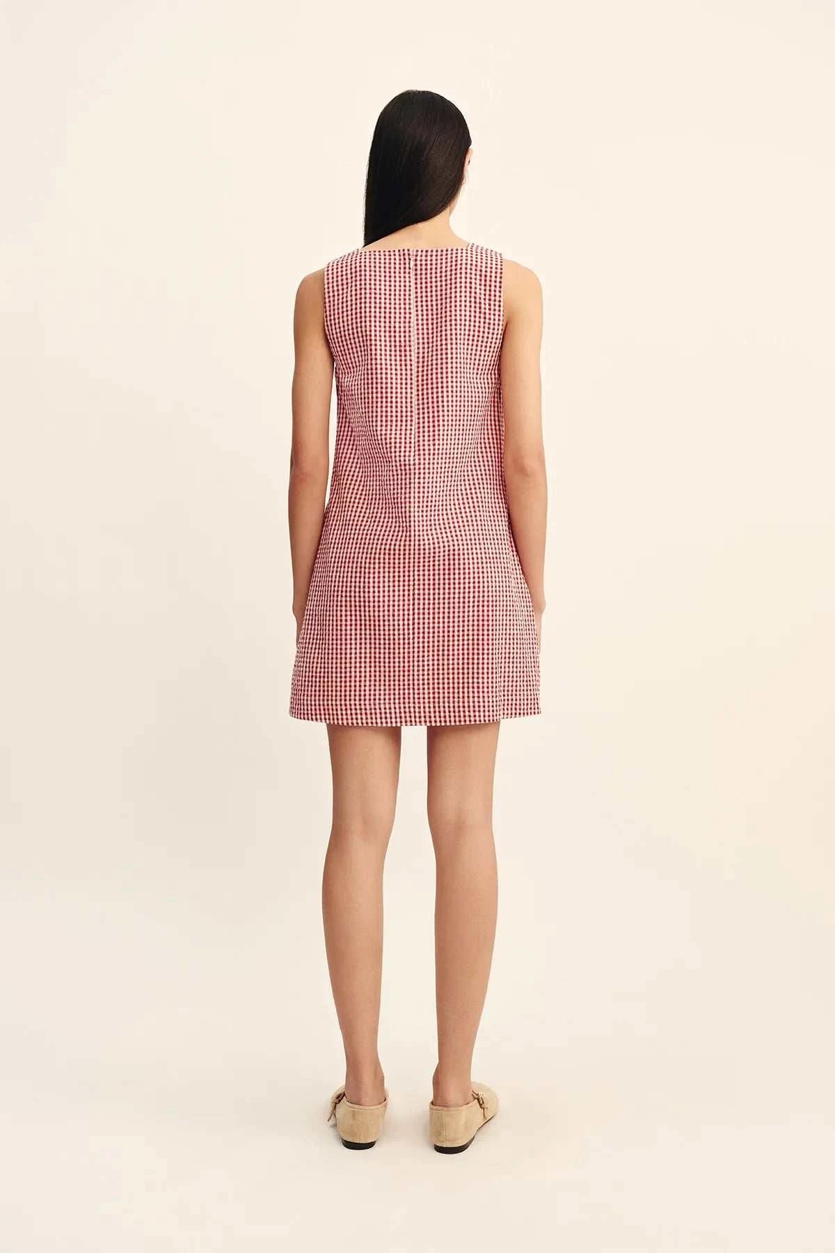Posse Emma Shift Mini Dress Red Gingham short simple || Milc Boutique ...